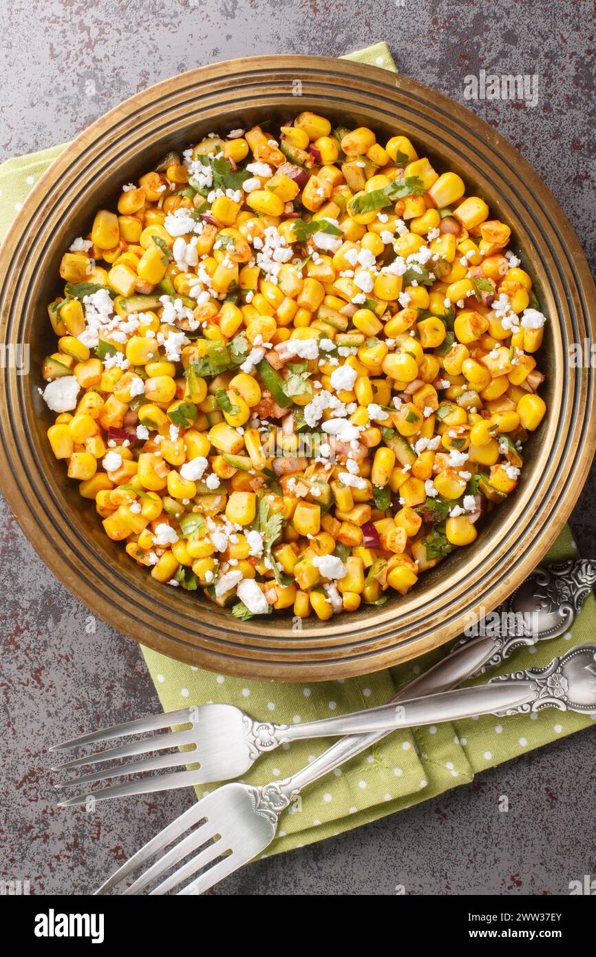 Esquites Mexican Street Corn Salad with jalapeno, cilantro, Cotija ...