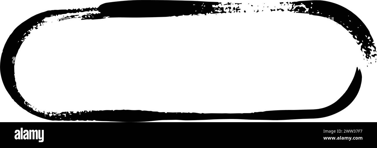 Frame curved rectangle elongated texture element, outline border grunge ...