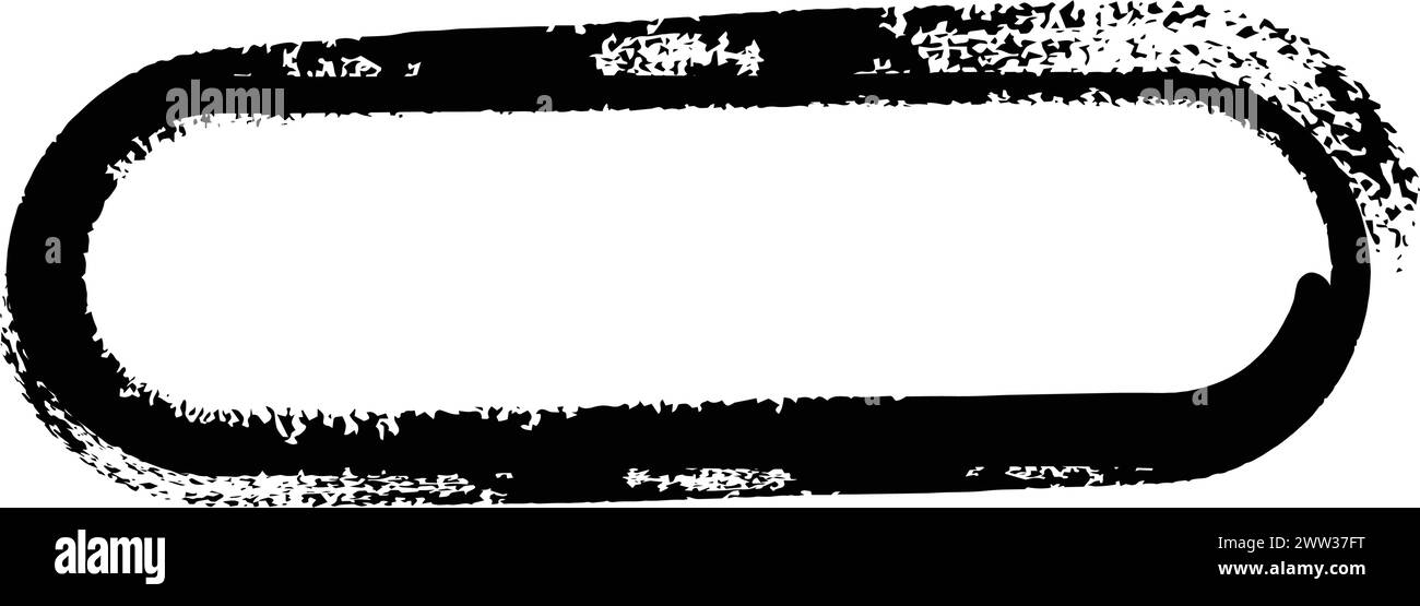 Frame curved rectangle elongated texture element, outline border grunge ...