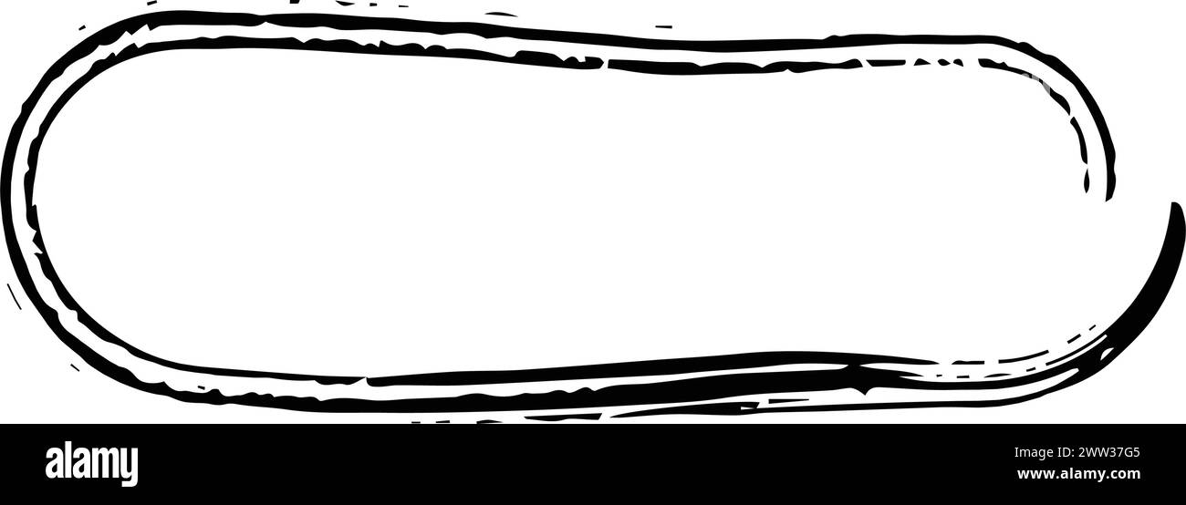 Frame curved rectangle elongated texture element, outline border grunge ...