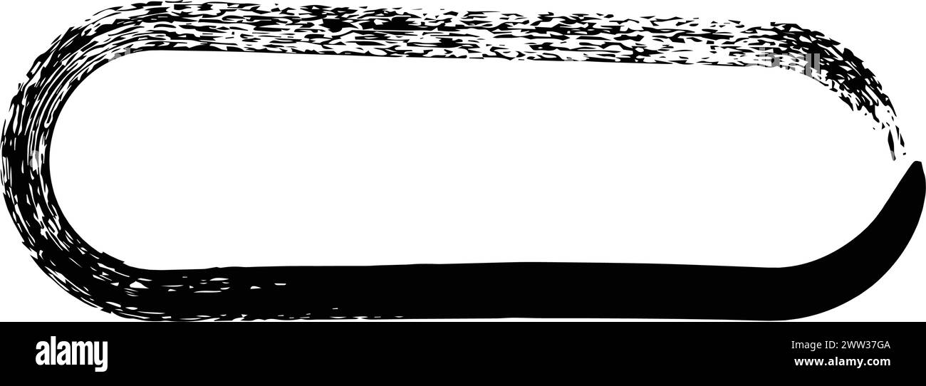 Frame curved rectangle elongated texture element, outline border grunge ...