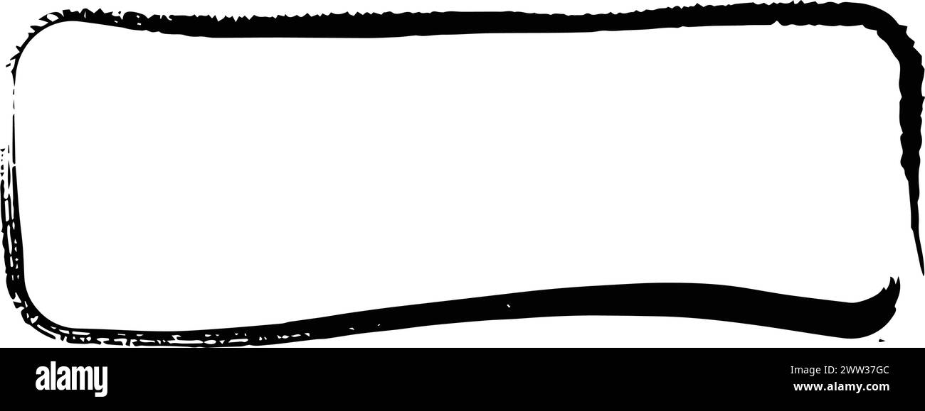 Frame curved rectangle elongated texture element, outline border grunge ...