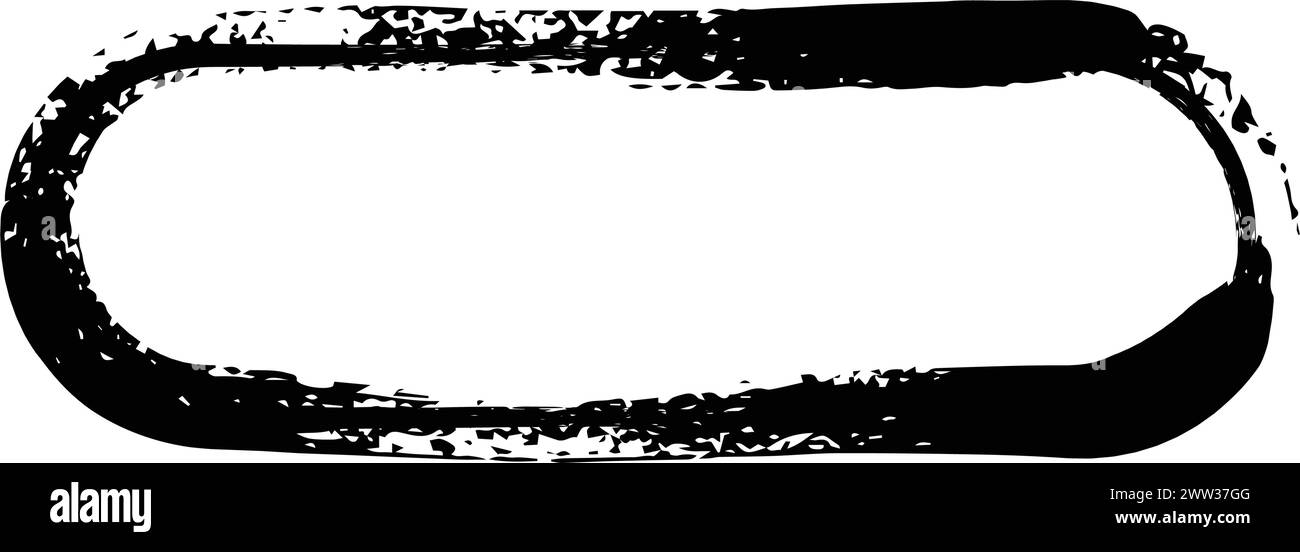 Frame curved rectangle elongated texture element, outline border grunge ...