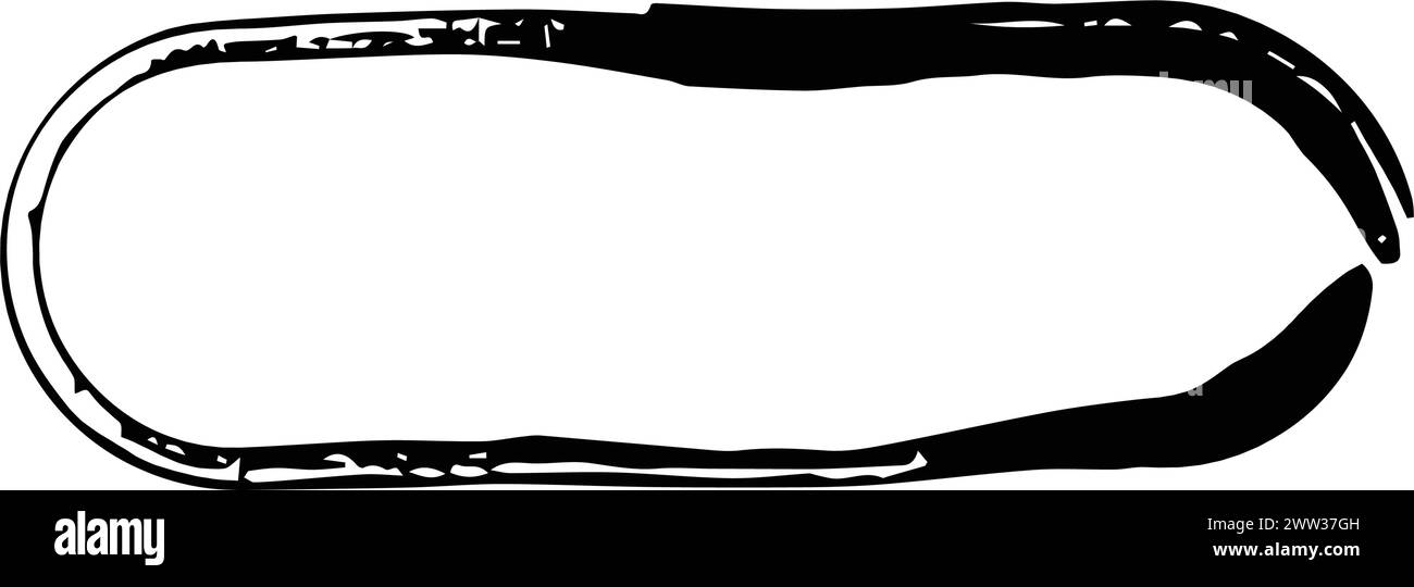 Frame curved rectangle elongated texture element, outline border grunge ...