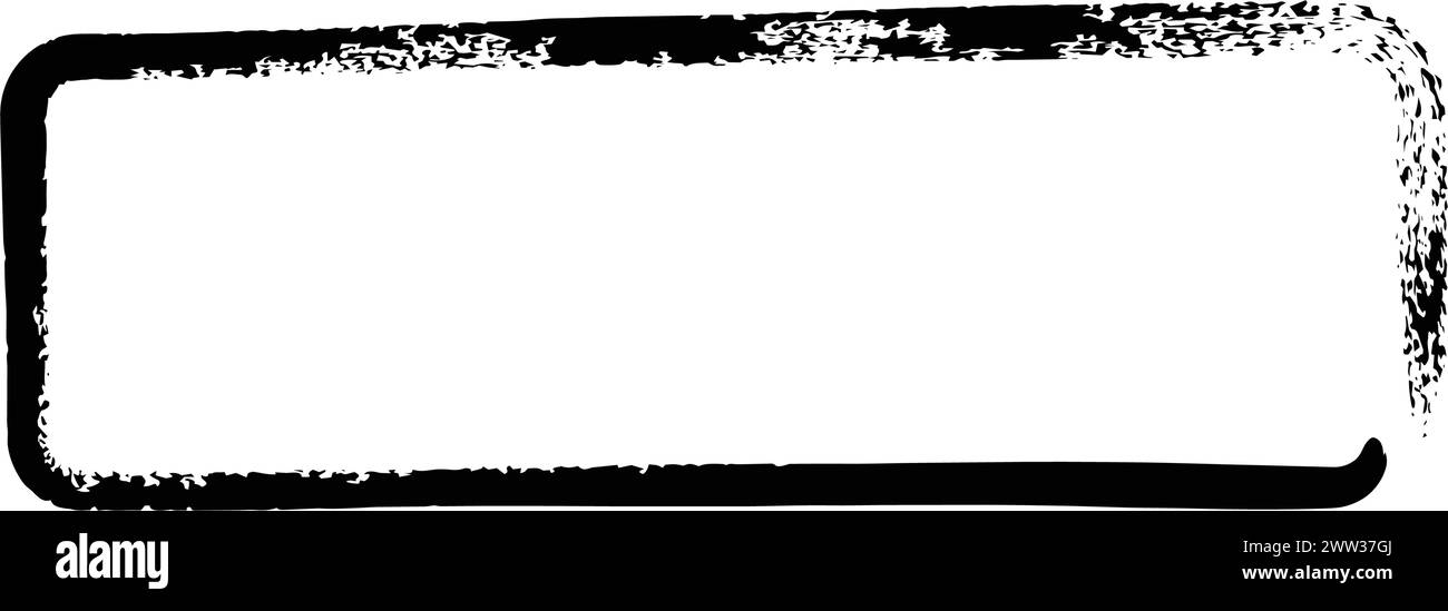 Frame curved rectangle elongated texture element, outline border grunge ...