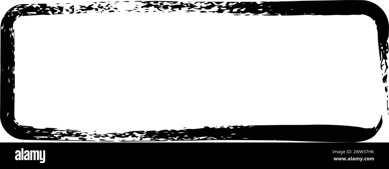 Frame curved rectangle elongated texture element, outline border grunge ...