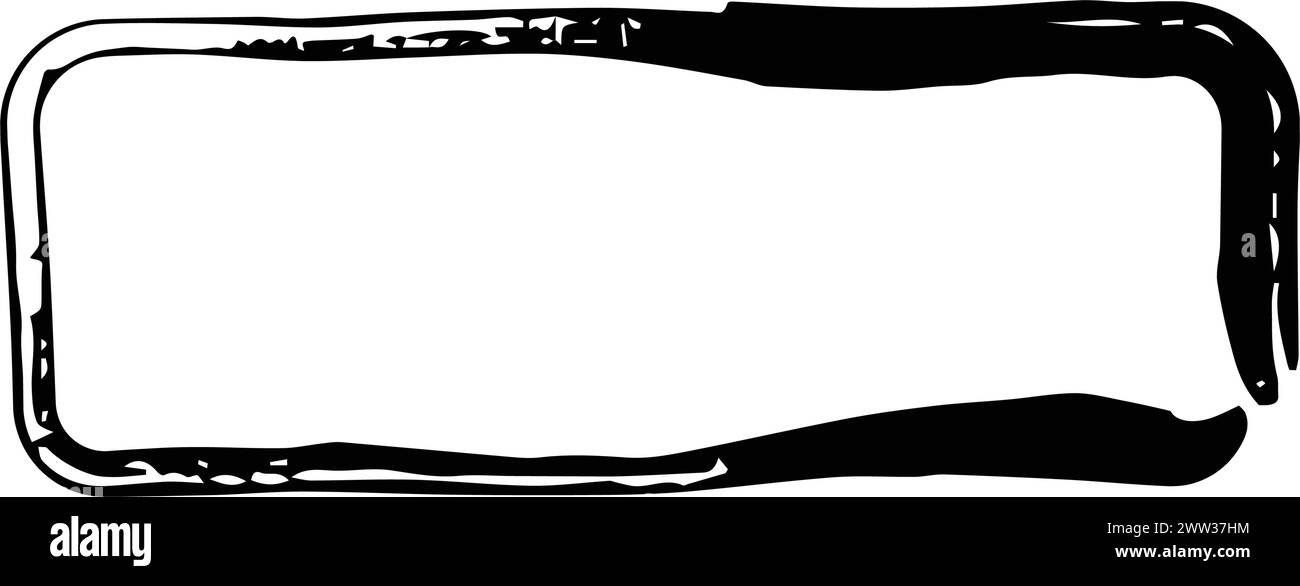 Frame curved rectangle elongated texture element, outline border grunge ...