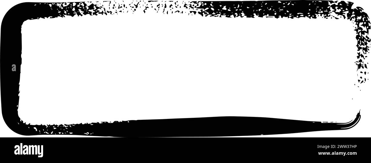 Frame curved rectangle elongated texture element, outline border grunge ...