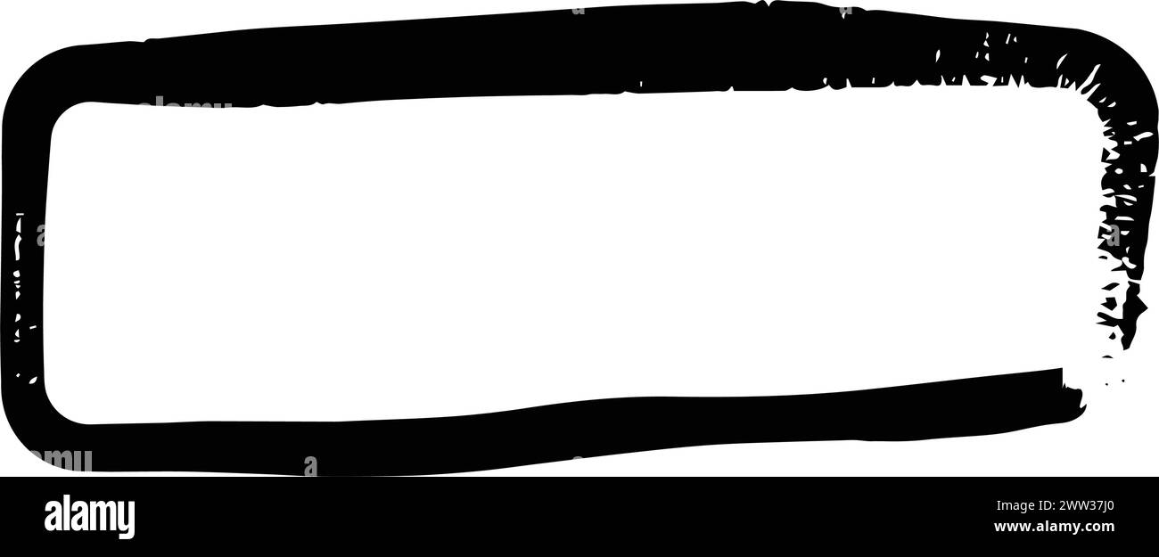 Frame curved rectangle elongated texture element, outline border grunge ...