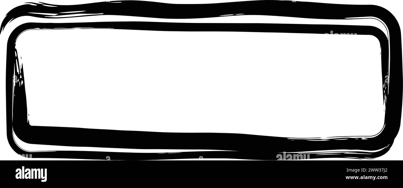 Frame curved rectangle elongated texture element, outline border grunge ...