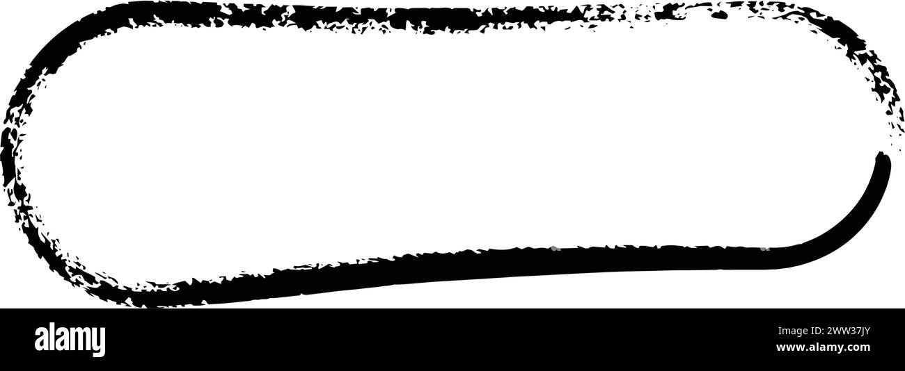 Frame curved rectangle elongated texture element, outline border grunge ...