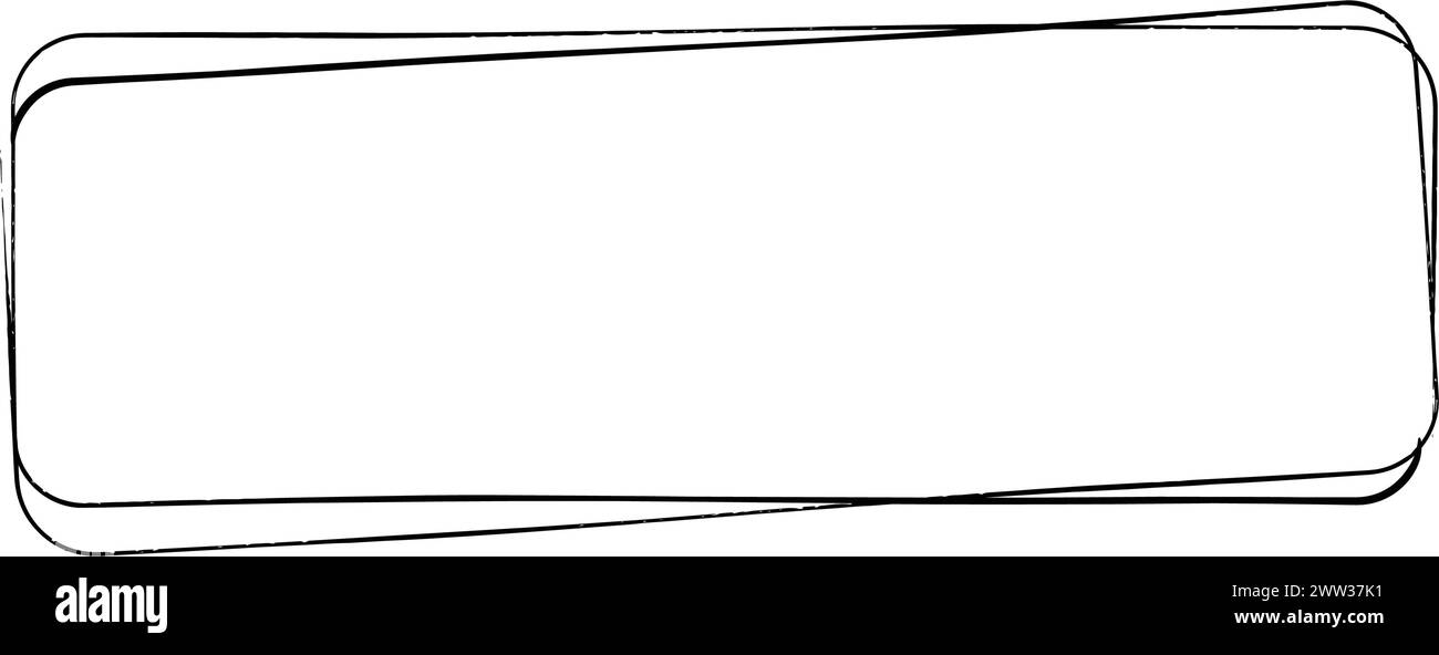 Frame curved rectangle elongated texture element, outline border grunge ...