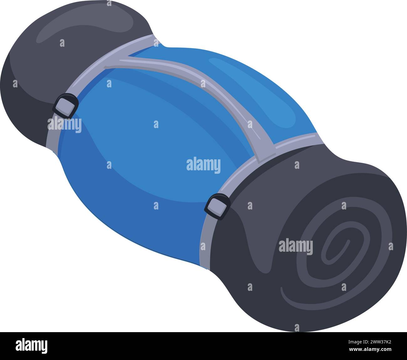 Sleeping bag roll. Outdoor camping or hiking bed isolated on white ...