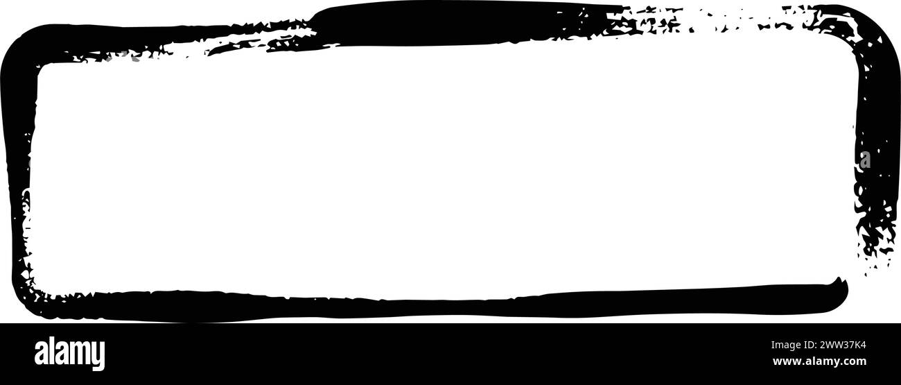 Frame curved rectangle elongated texture element, outline border grunge ...