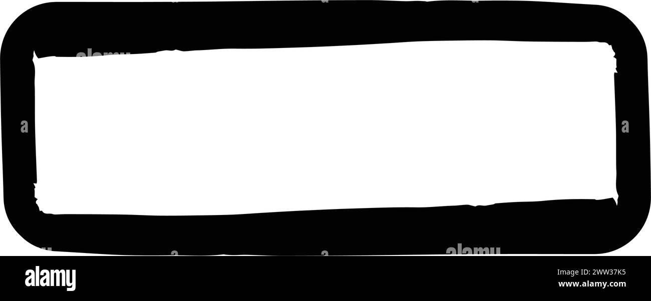 Frame curved rectangle elongated texture element, outline border grunge ...