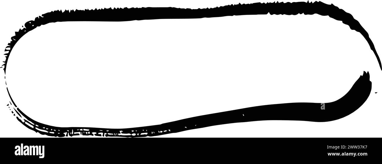 Frame curved rectangle elongated texture element, outline border grunge ...