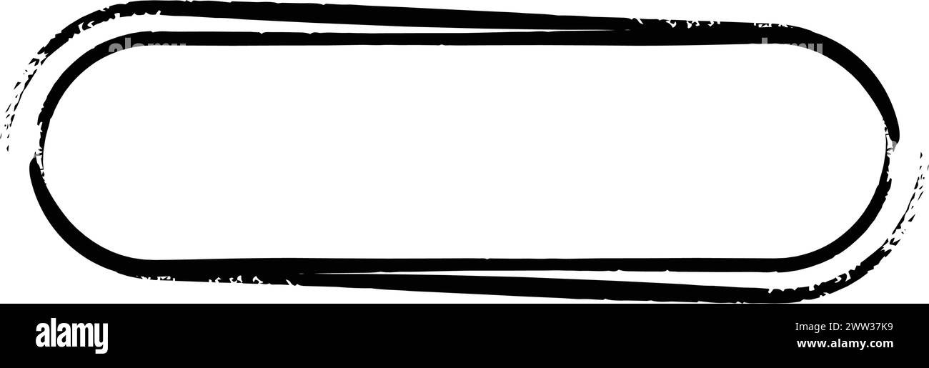 Frame curved rectangle elongated texture element, outline border grunge ...