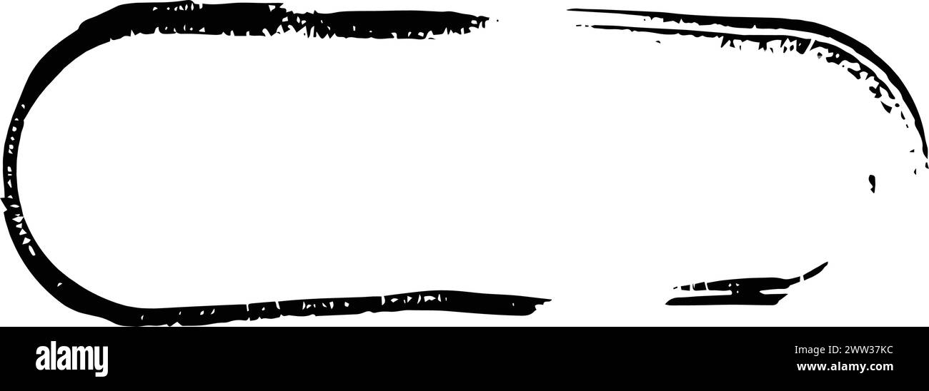 Frame curved rectangle elongated texture element, outline border grunge ...