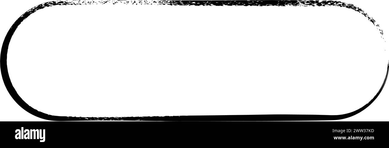 Frame curved rectangle elongated texture element, outline border grunge ...
