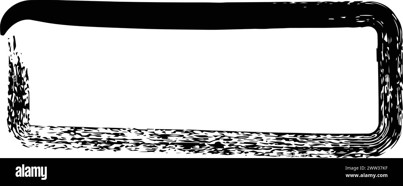 Frame curved rectangle elongated texture element, outline border grunge ...