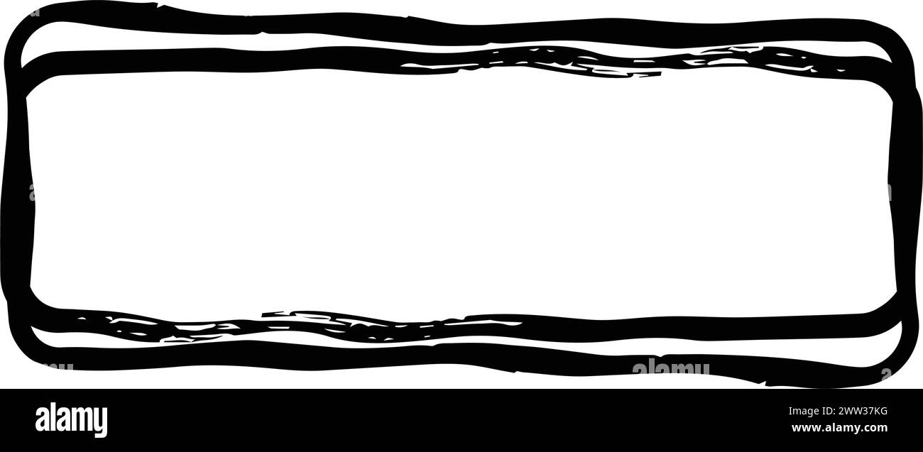 Frame curved rectangle elongated texture element, outline border grunge ...