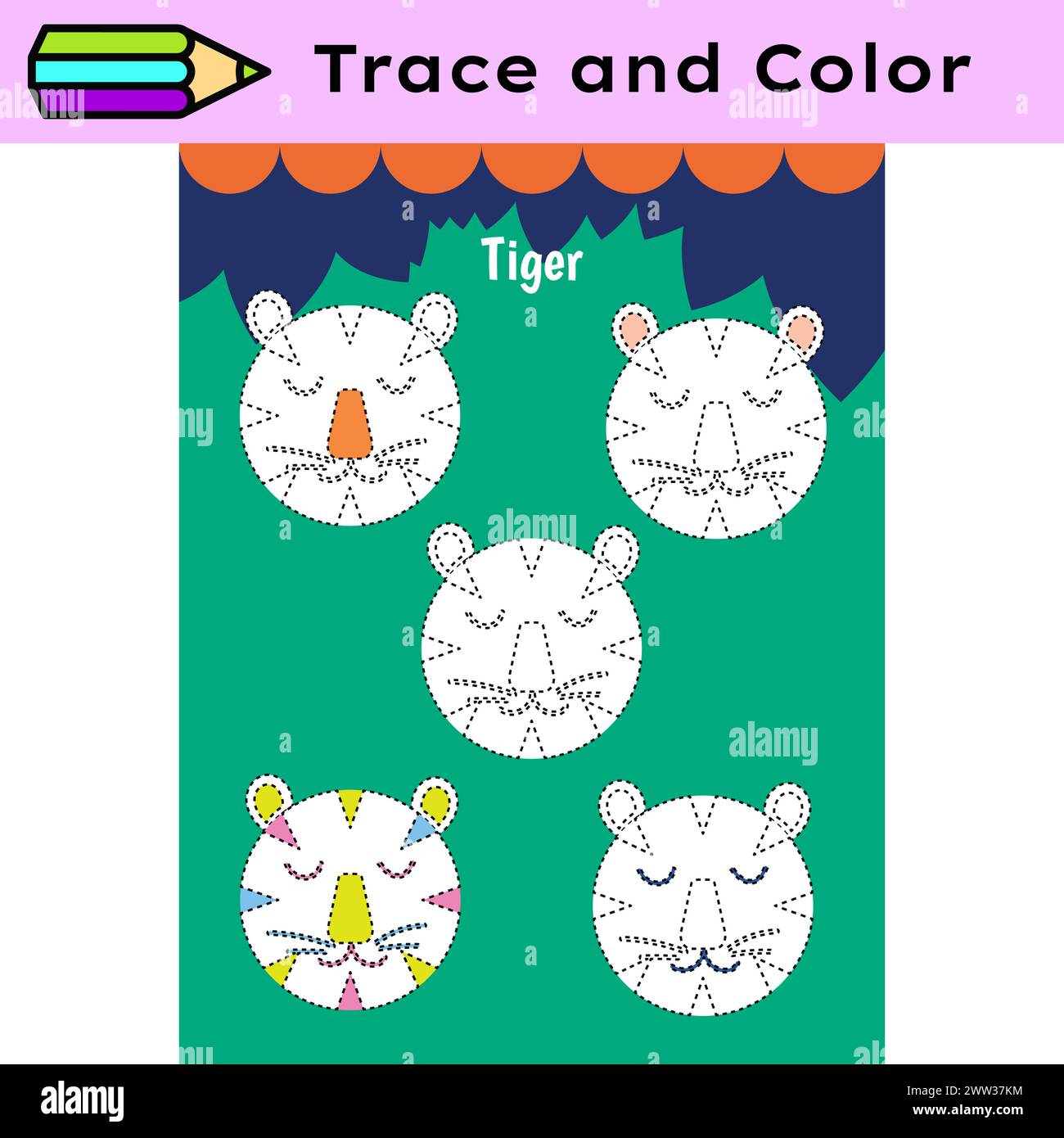 Pen tracing lines activity worksheet for children. Pencil control for ...