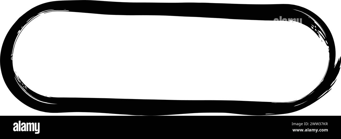 Frame curved rectangle elongated texture element, outline border grunge ...