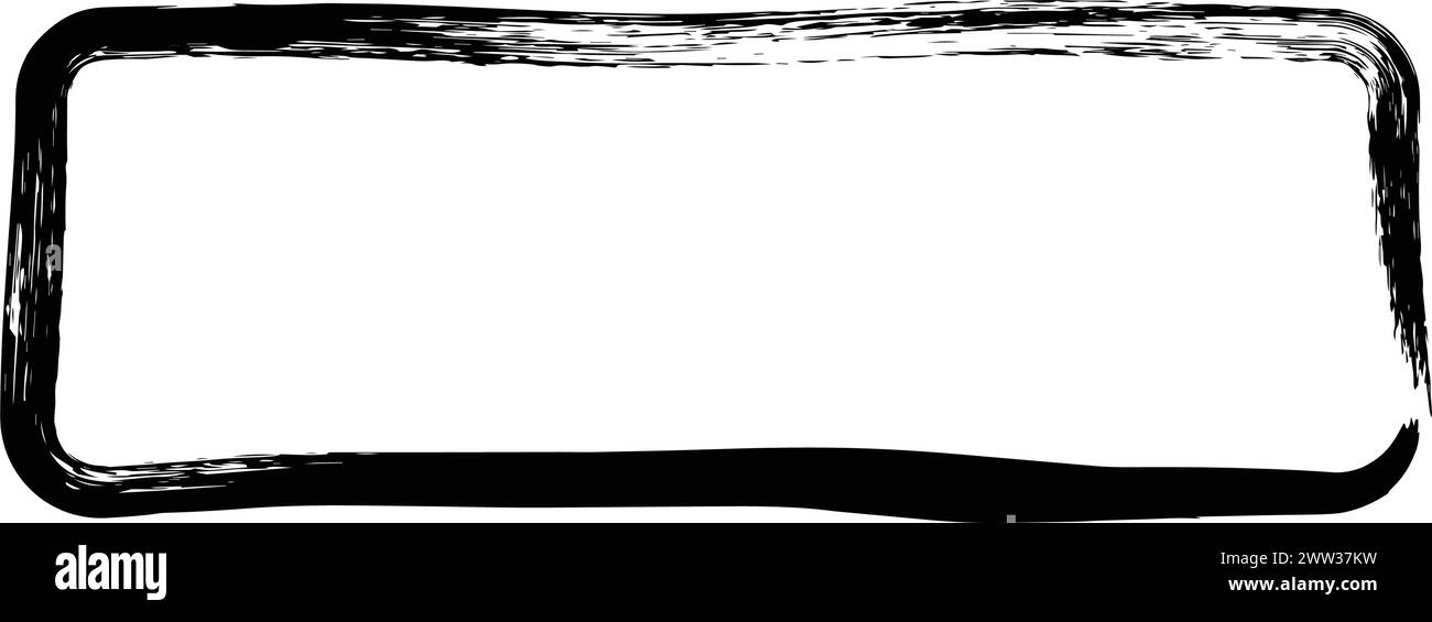 Frame curved rectangle elongated texture element, outline border grunge ...