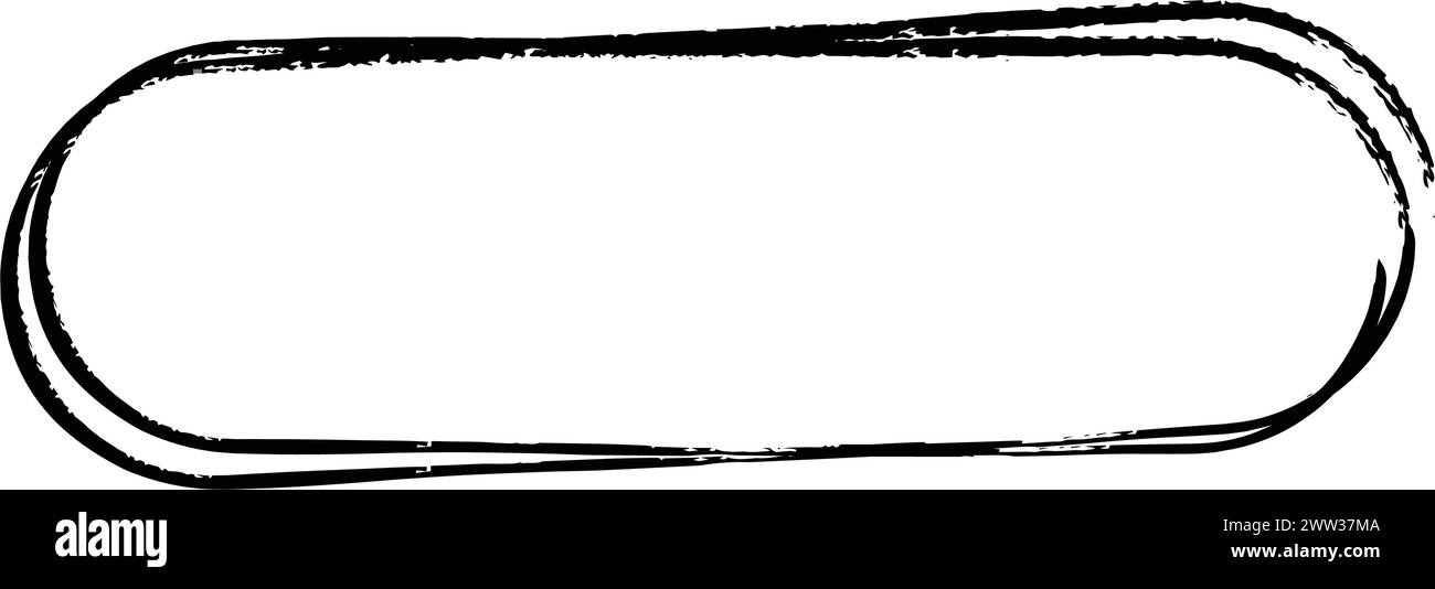 Frame curved rectangle elongated texture element, outline border grunge ...