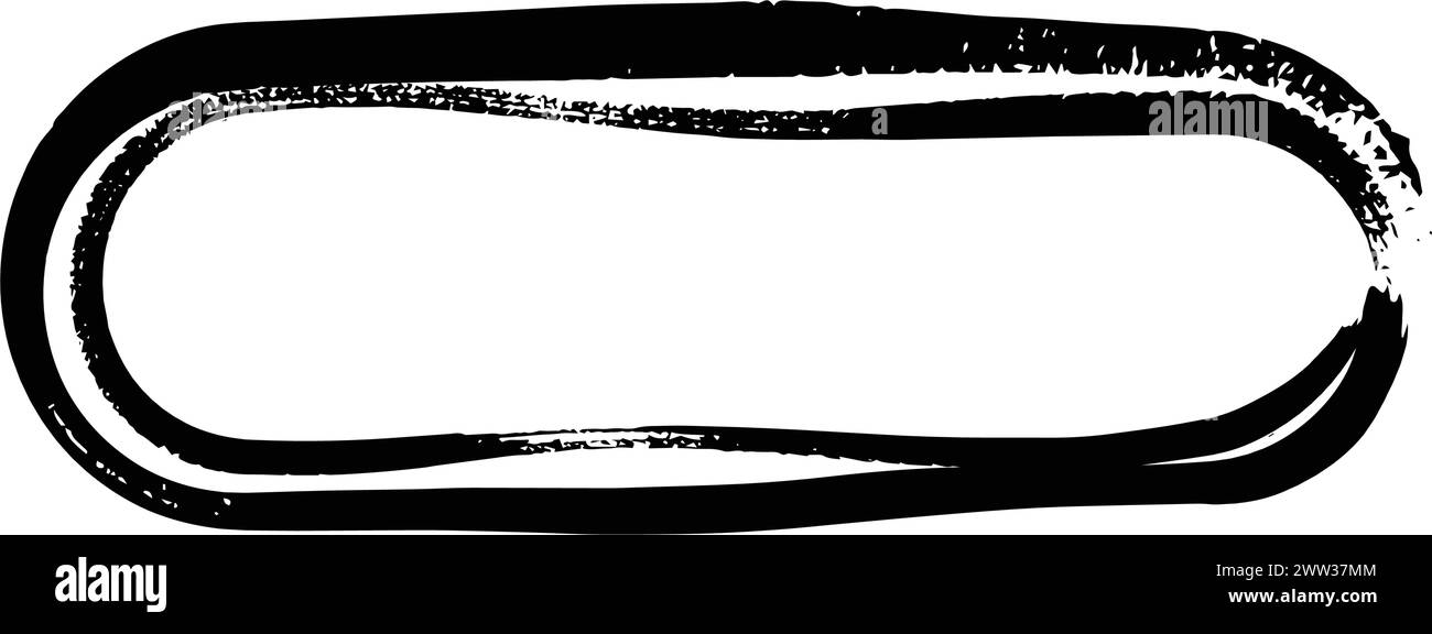 Frame curved rectangle elongated texture element, outline border grunge ...