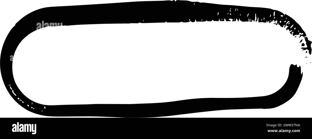 Frame curved rectangle elongated texture element, outline border grunge ...