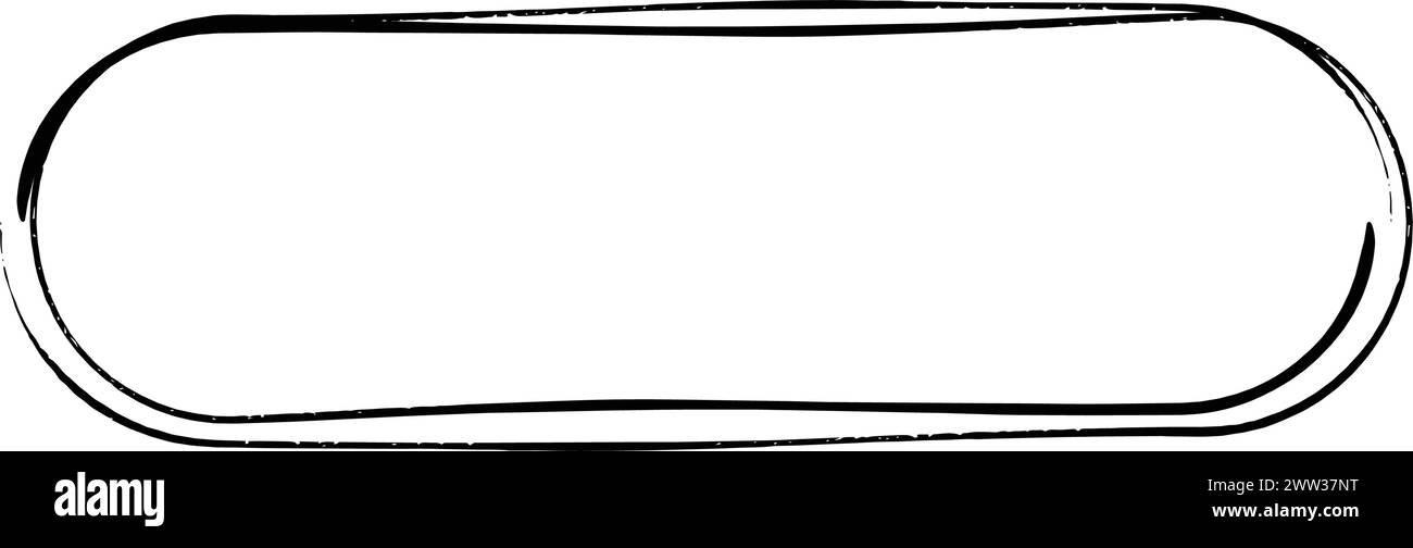 Frame curved rectangle elongated texture element, outline border grunge ...