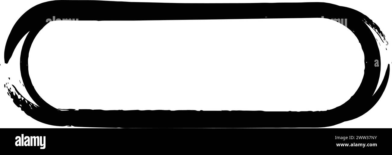 Frame curved rectangle elongated texture element, outline border grunge ...