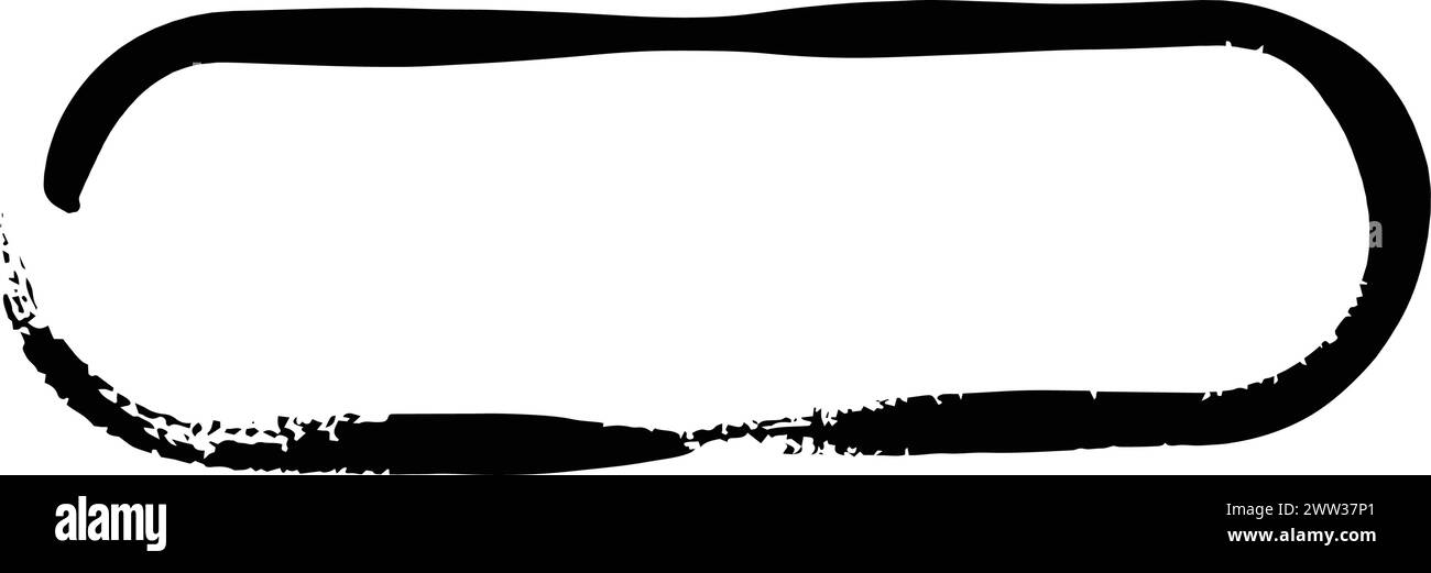 Frame curved rectangle elongated texture element, outline border grunge ...