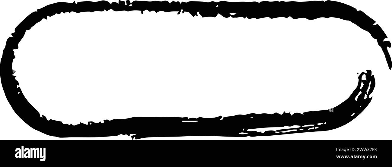 Frame curved rectangle elongated texture element, outline border grunge ...