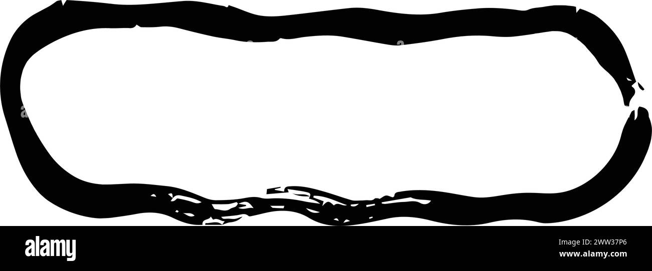 Frame curved rectangle elongated texture element, outline border grunge ...