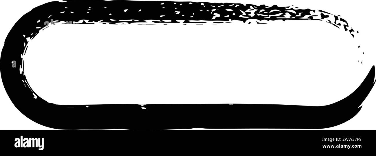 Frame curved rectangle elongated texture element, outline border grunge ...