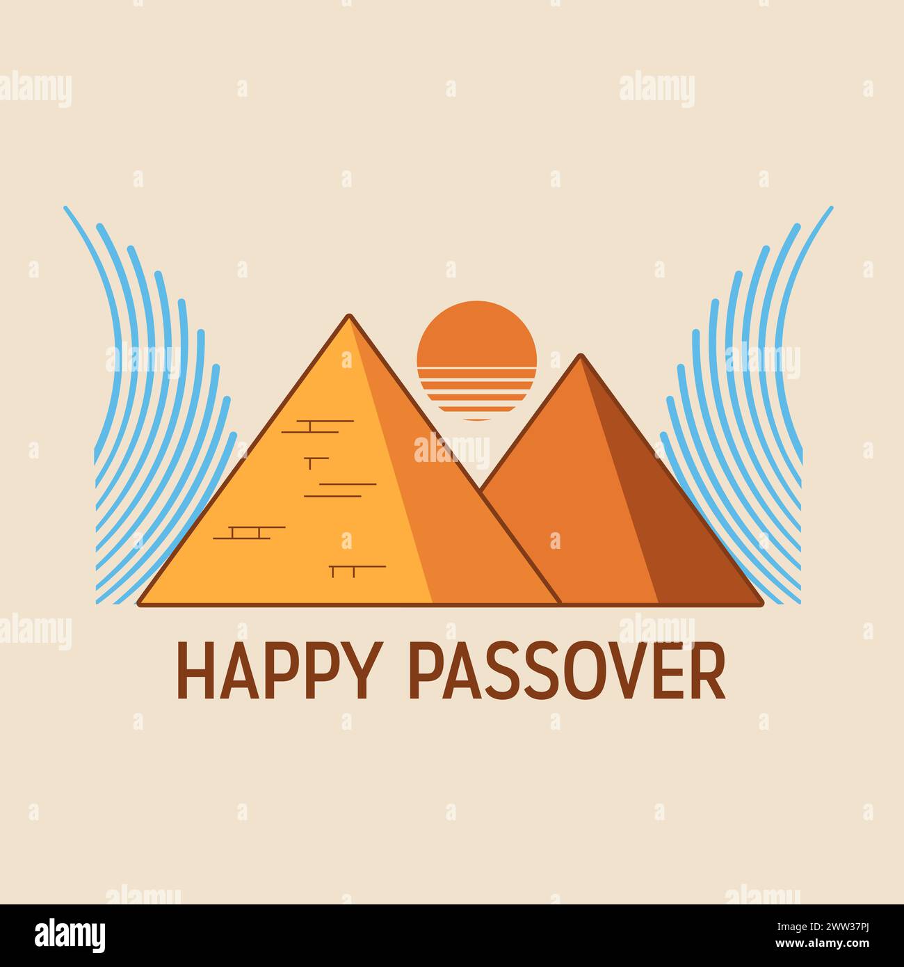 Vector Minimalistic Illustration of Passover Celebrations. Pyramids of ...