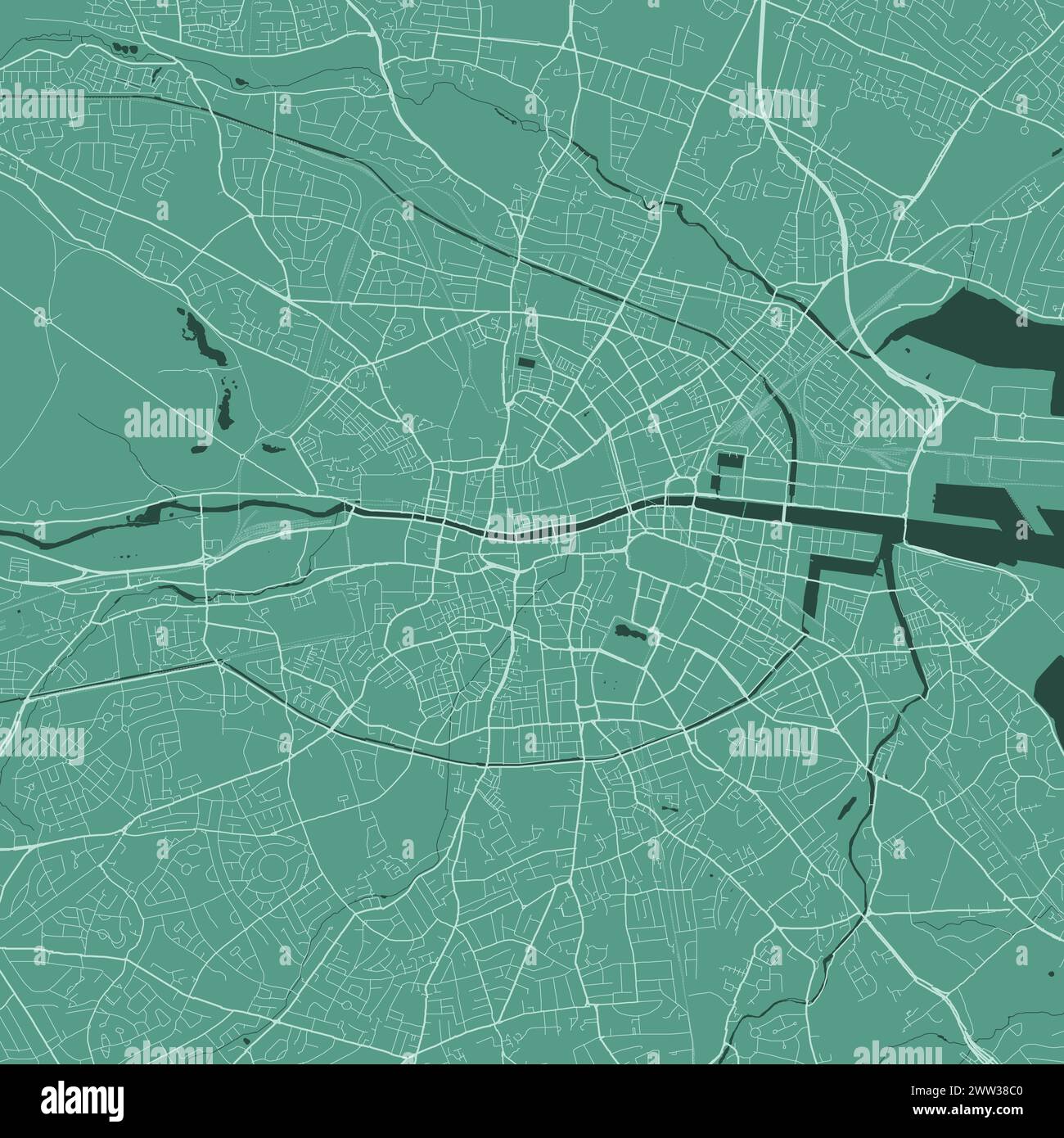 Green Dublin map, Ireland. Vector city streetmap, municipal area Stock Vector Image & Art - Alamy