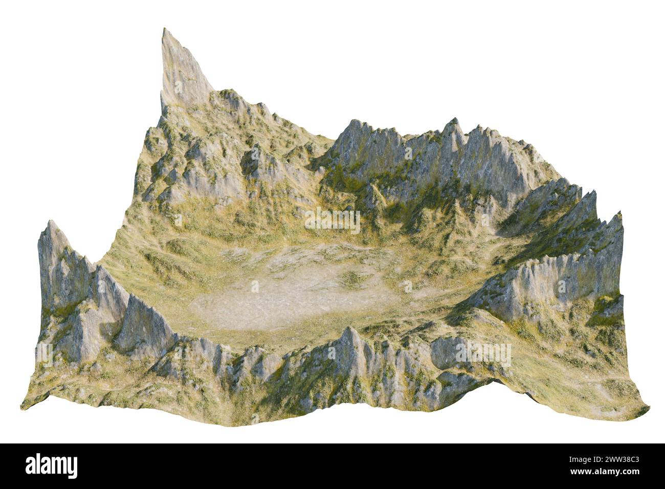 3D rendering landscape of the mountain isolated on a white background ...