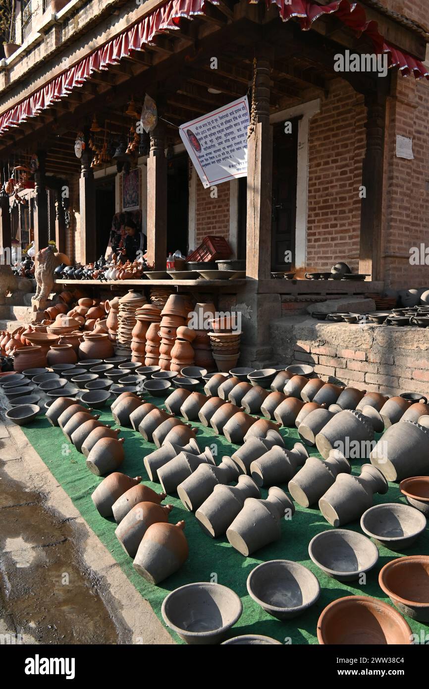 View of a shop selling handmade clay pots in Pottery square in ...