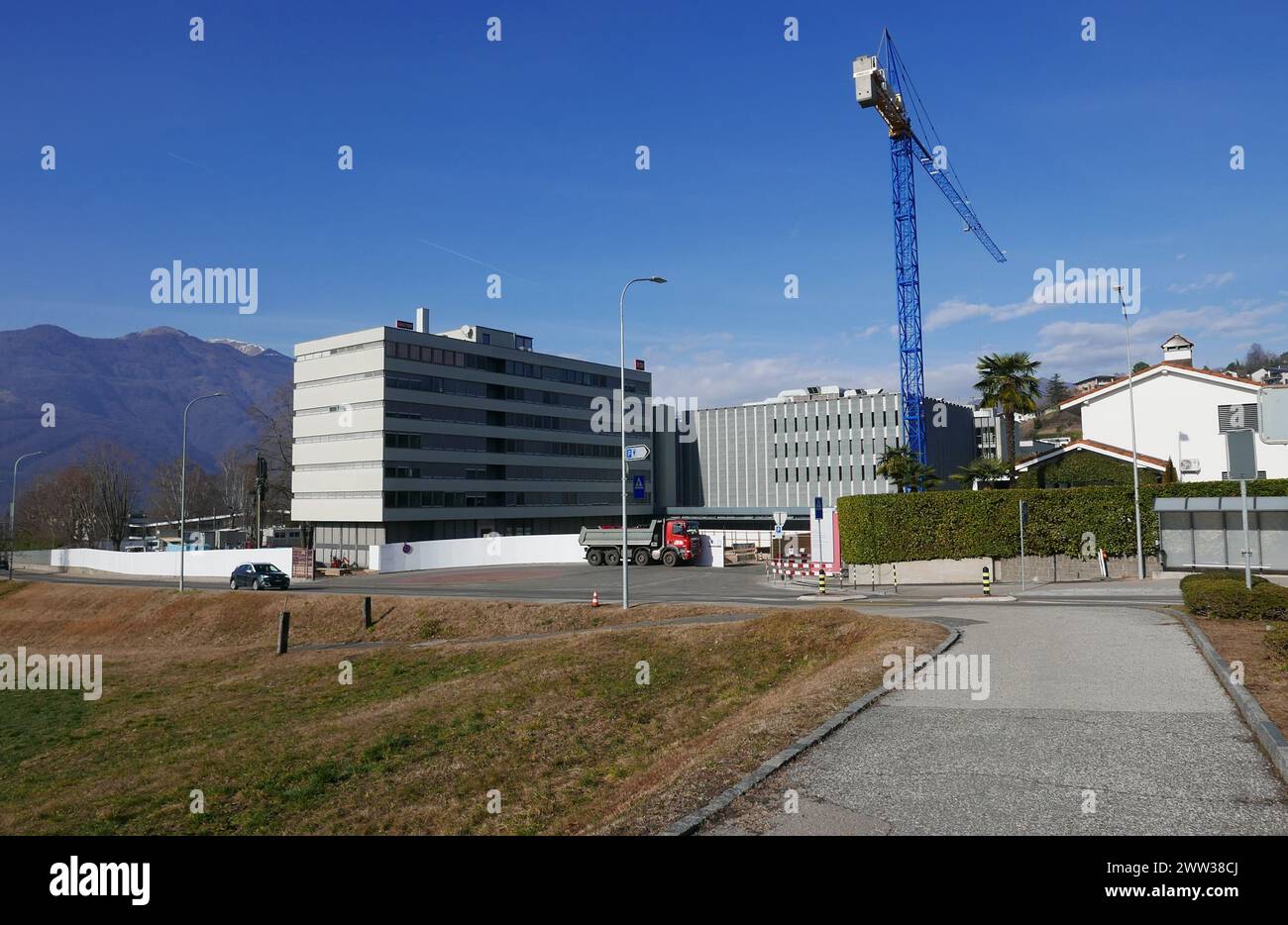 COMANO, SWITZERLAND - JANUARY 26 2024: Construction Work at RSI SRG SSR ...
