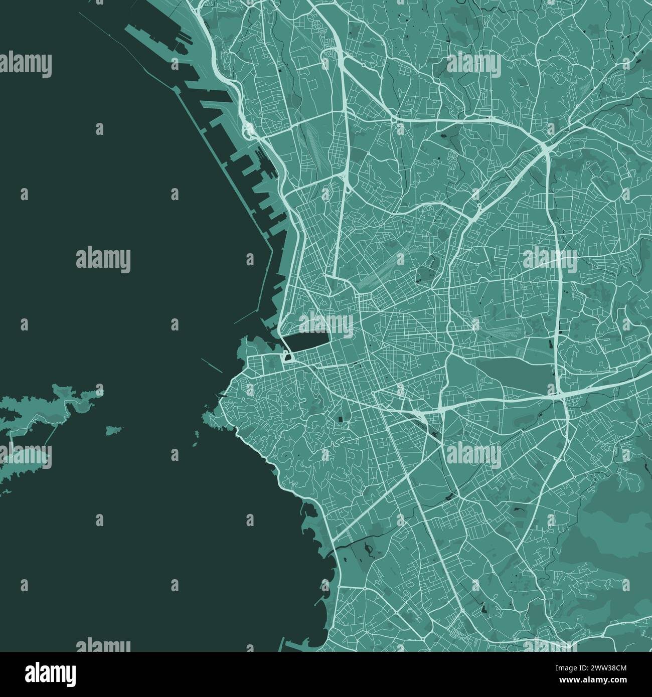 Green Marseille map, France. Vector city streetmap, municipal area ...