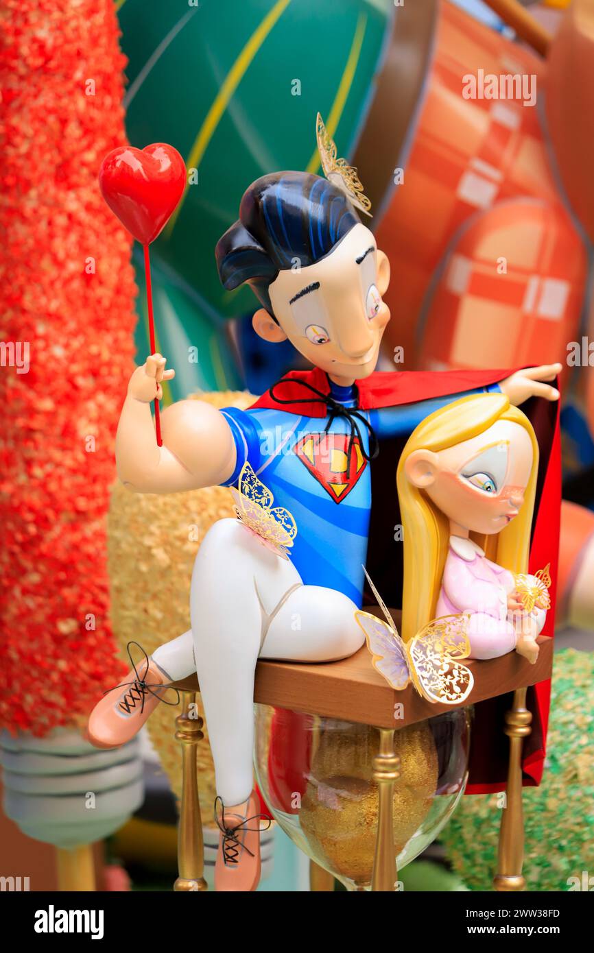The Very colorful ninots from the Fallas of Valencia, Spain Stock Photo ...
