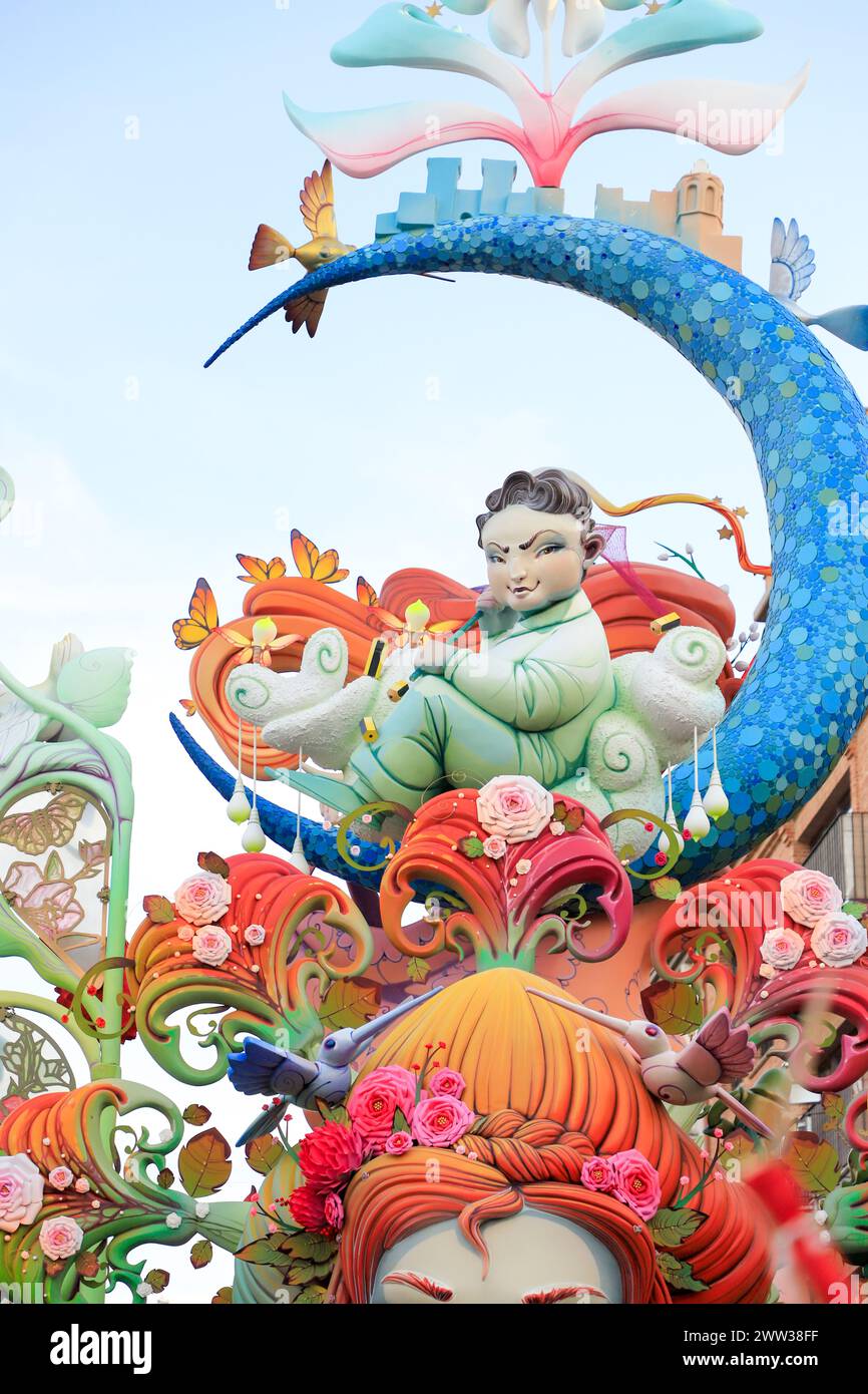 The Very colorful ninots from the Fallas of Valencia, Spain Stock Photo ...