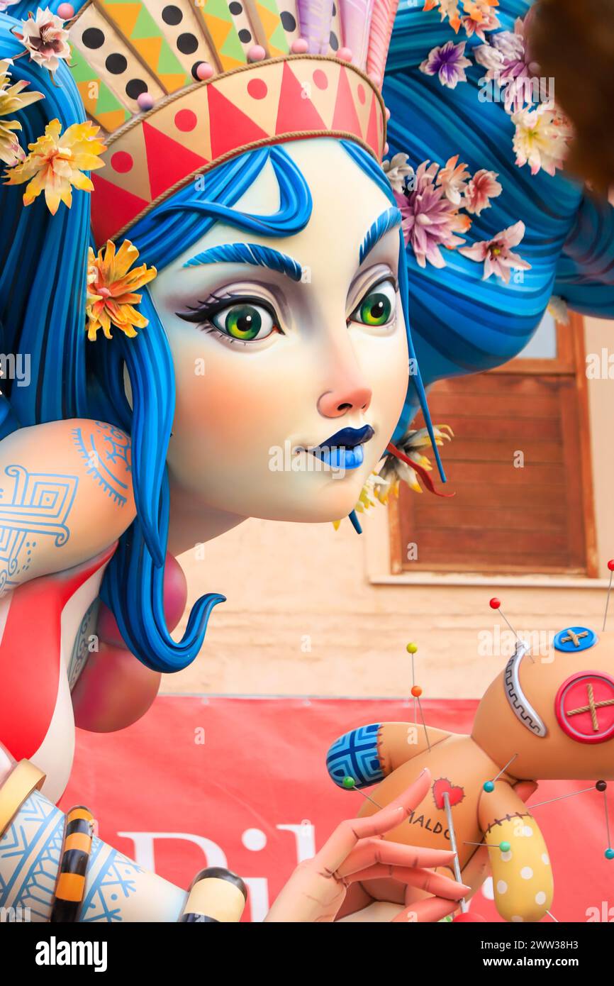 The Very colorful ninots from the Fallas of Valencia, Spain Stock Photo ...