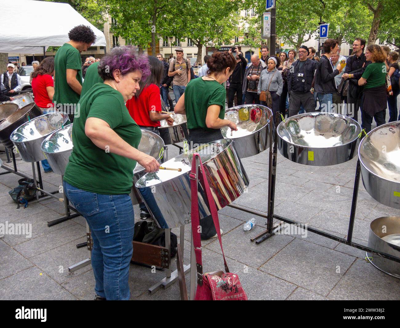 Paris, France, Large Crowd of People, Playing Musical Instruments, for ...