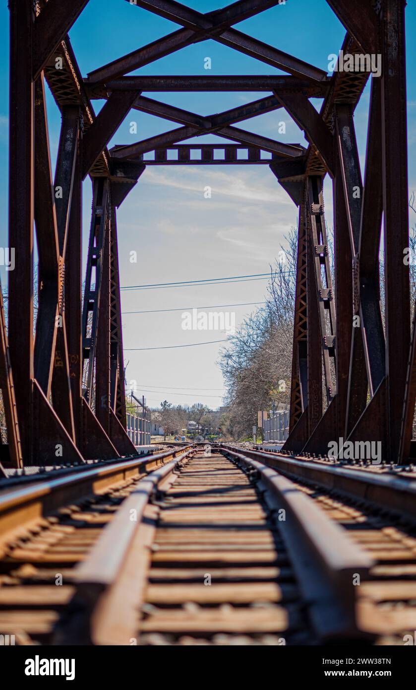 An old train bridge over a river Stock Photo - Alamy