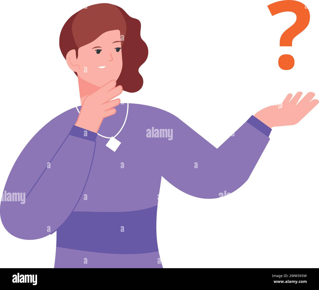 Woman with question mark. Problem thinking. Solution ask isolated on ...