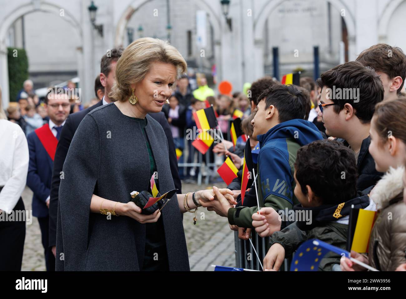 Tournai, Belgium. 21st Mar, 2024. Queen Mathilde of Belgium pictured ...